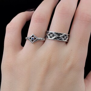 Sterling Silver Gothic Wedding Rings, Engagement Rings, Handmade ...
