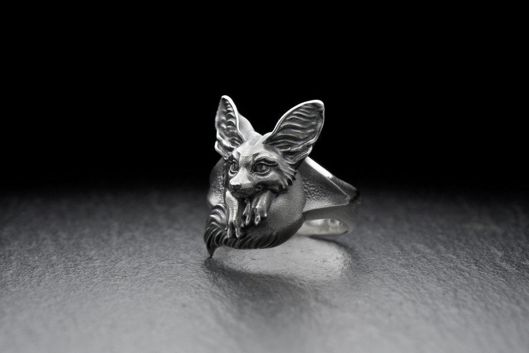 Sterling Silver Fennec Fox Ring, Fox Lovers Gift, Fox Ring, Animal ...
