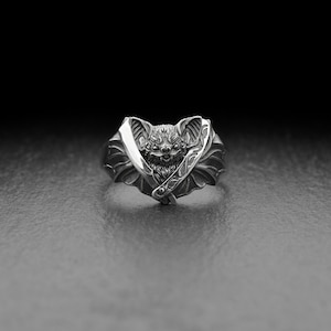 Sterling Silver Ring Bat, Vampire Bat Ring, Gothic Bat Ring, Animal ...