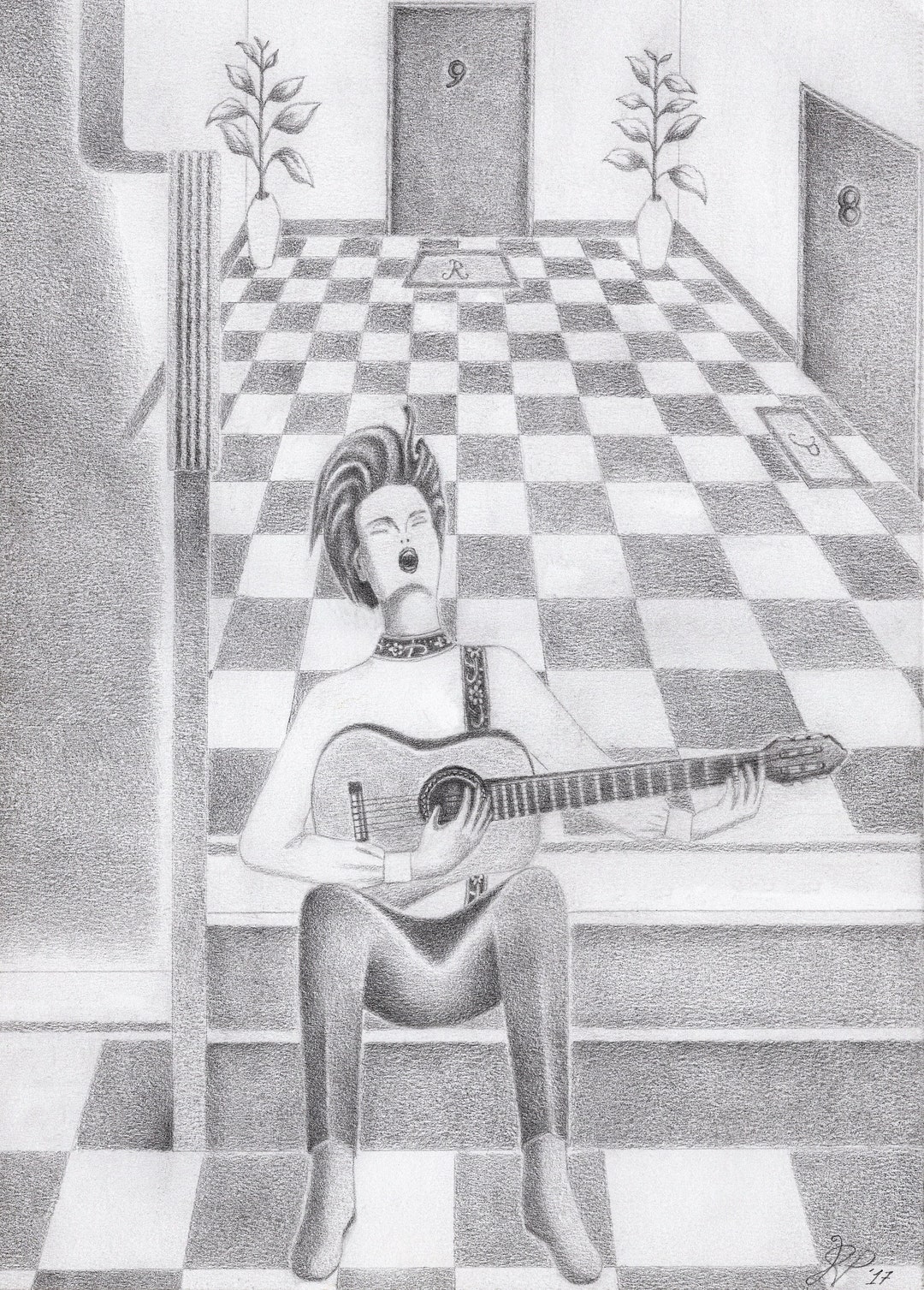 Singing Alone • Fine Art Print, Mindful Art, Wall Artwork, Pencil ...
