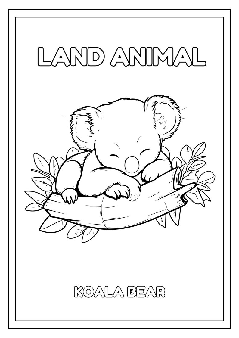 5 Land Animals Colouring Pages - Etsy