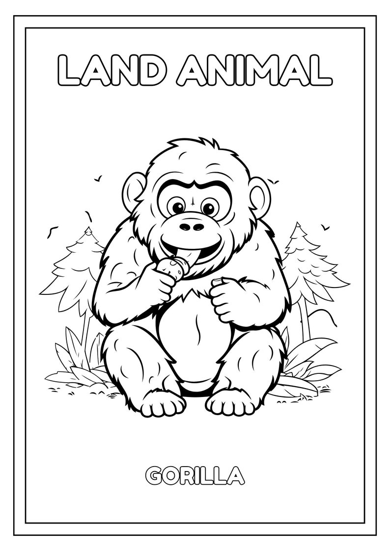 5 Land Animals Colouring Pages - Etsy