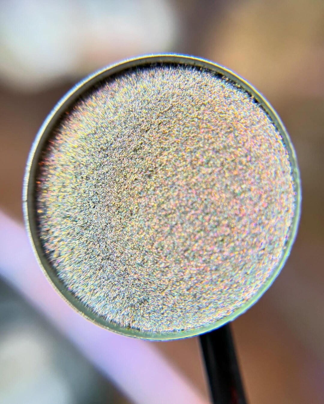 Olive Holo is a Hand Pressed Extreme Holographic Multichrome 26mm ...