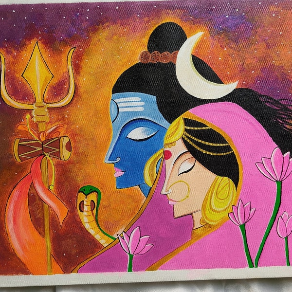 Shiv and Parvati Painting - Etsy