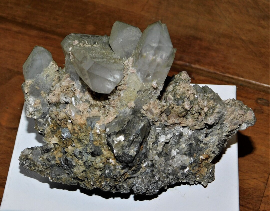 Quartz Crystals and Galena Mineral Specimen - Etsy