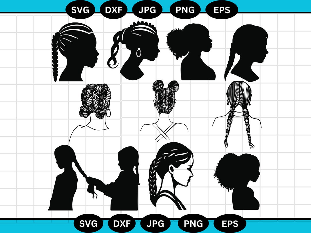 Braided Bun SVG Bundle, Braid Hair Svg Long Braided Hair Clipart ...