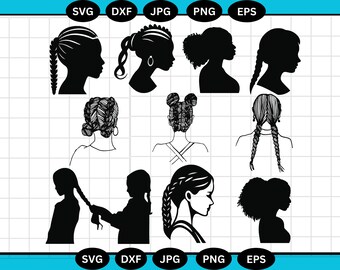 Braid Hair Svg Long Braided Hair Clipart Hairstyle Cut File Braided ...