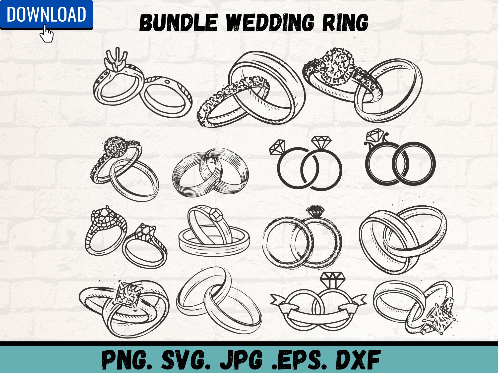 Wedding Ring Svg, Wedding Ring Clipart, Ring Cut Files, Ring Silhouette ...