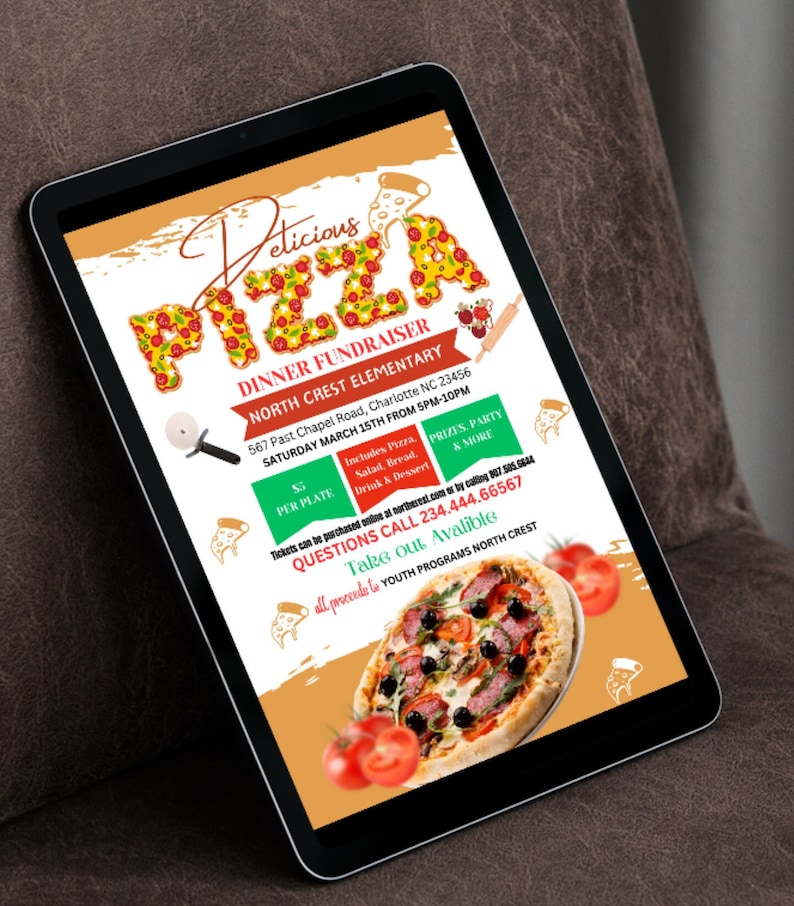 Pizza Fundraiser Flyer, Pizza Dinner Flyer, Editable Pizza Fundraiser ...