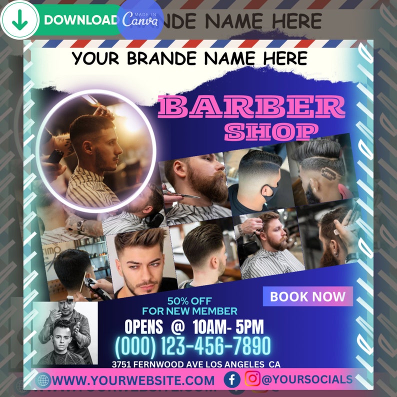 BARBER SHOP FLYER , Barber Business/ Hair Cut Flyer/ Male Hair Stylist ...