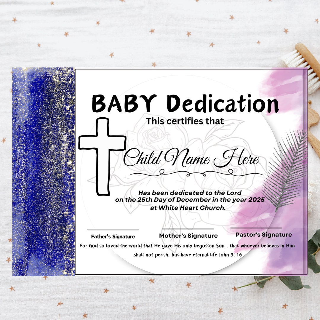 Child Dedication Certificate, Baby Dedication Certificate, Printable ...