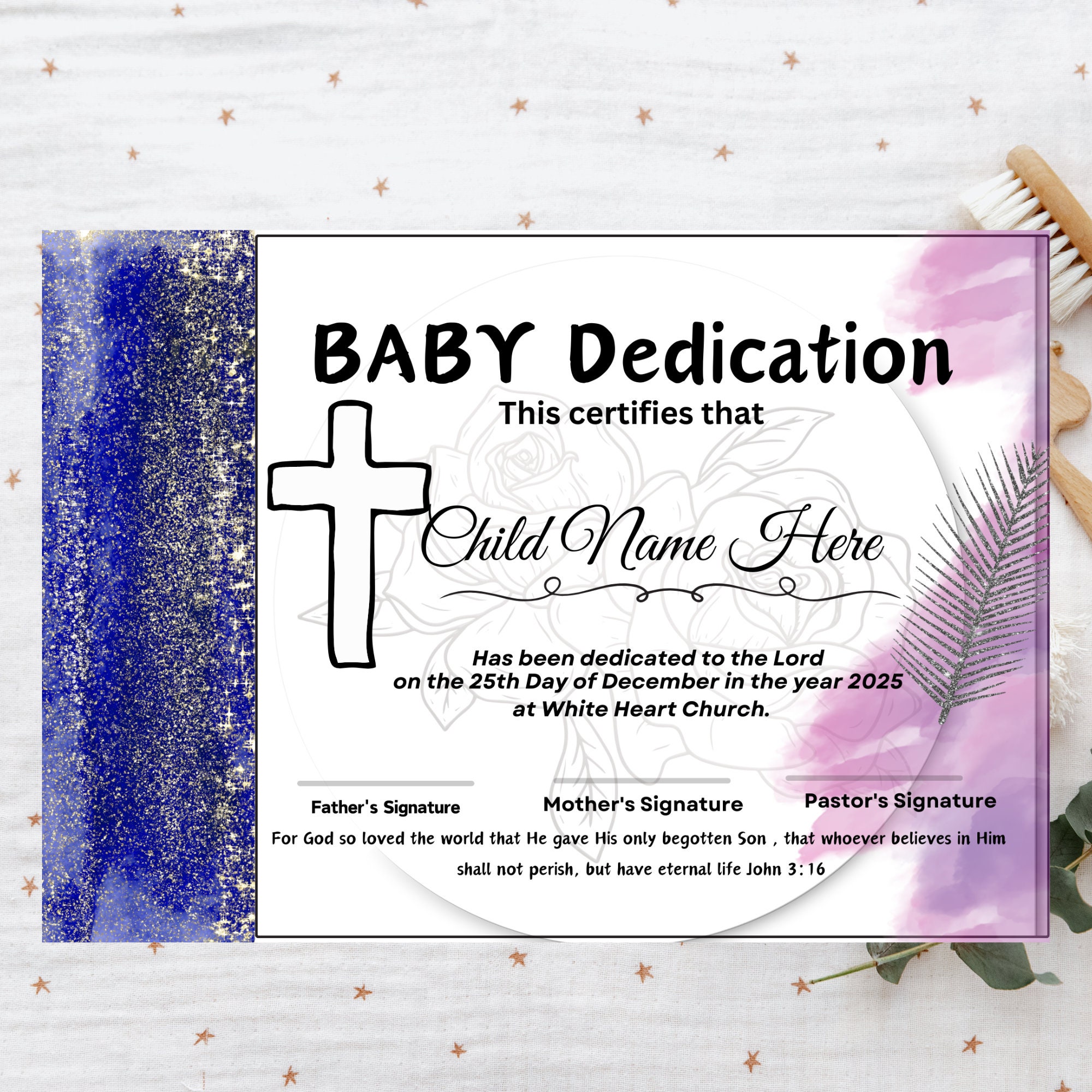 Child Dedication Certificate, Baby Dedication Certificate, Printable ...