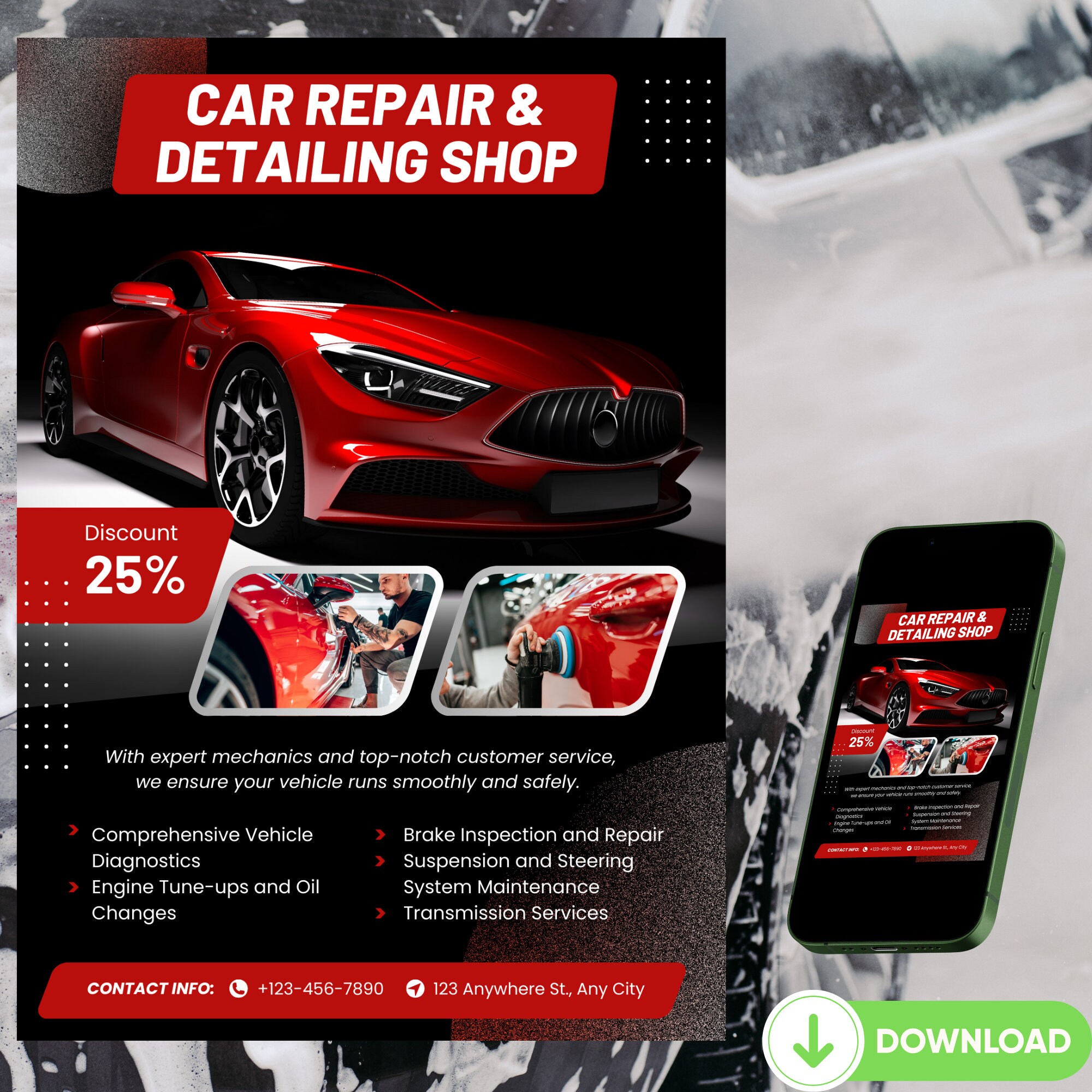 Car Detailing Flyer, Car Wash Flyer, Vehicle Services Flyer, , Social ...