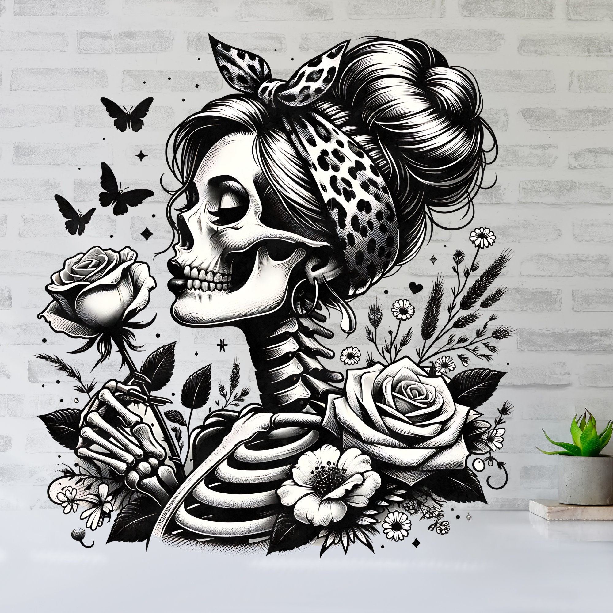Floral Skeleton, Floral Skeleton Woman Clipart, Human Skeleton Svg ...