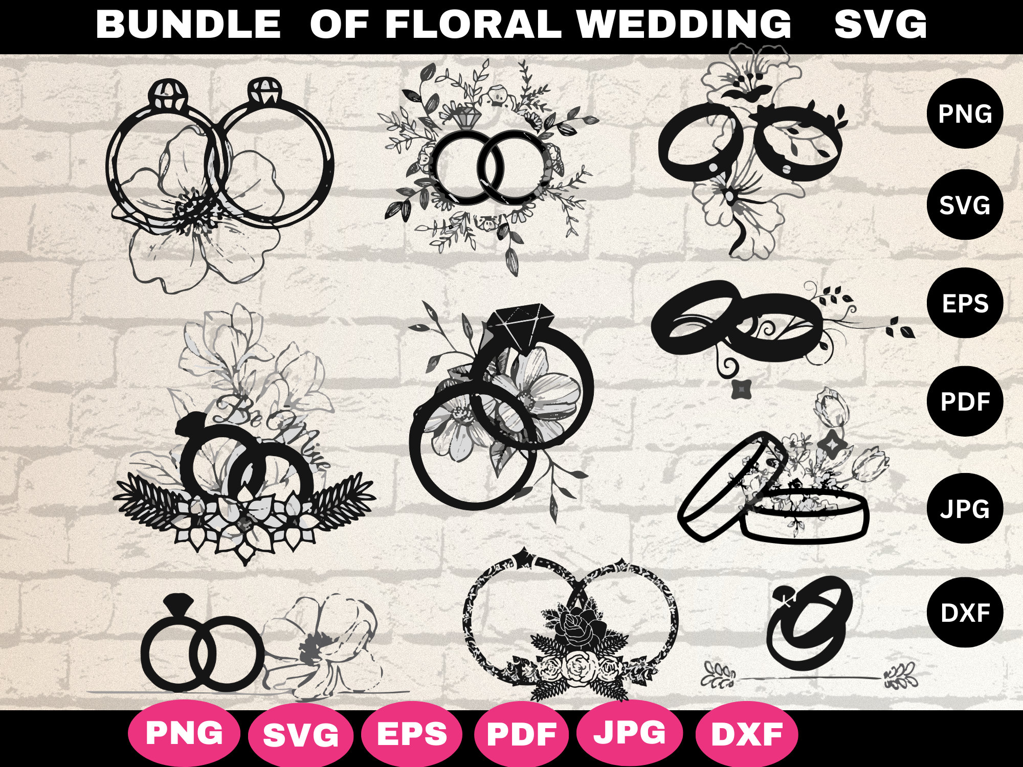 Floral Wedding Rings SVG, Wedding Ring Svg, Diamond Ring Svg ...