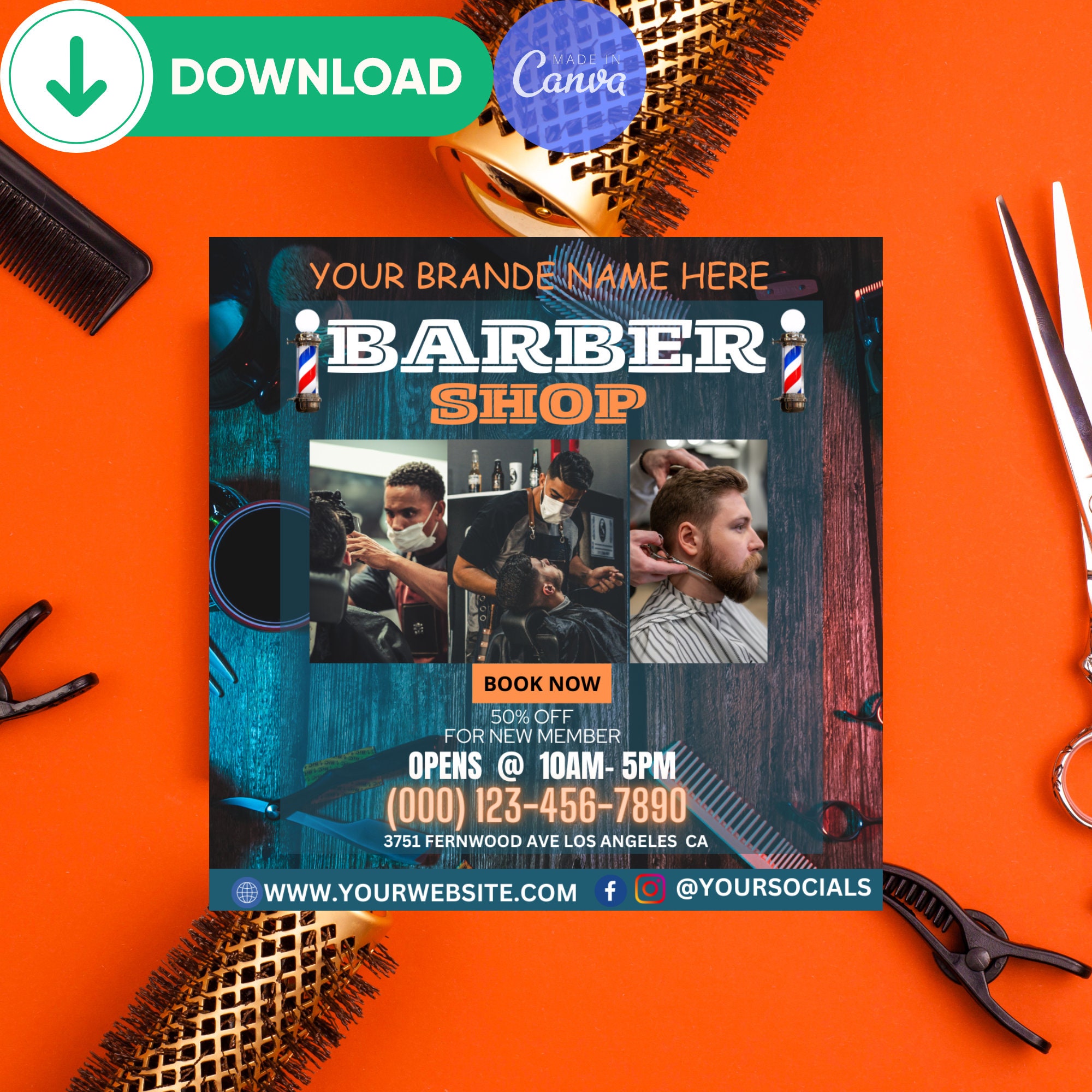 BARBER SHOP FLYER , Barber Business/ Hair Cut Flyer/ Male Hair Stylist ...
