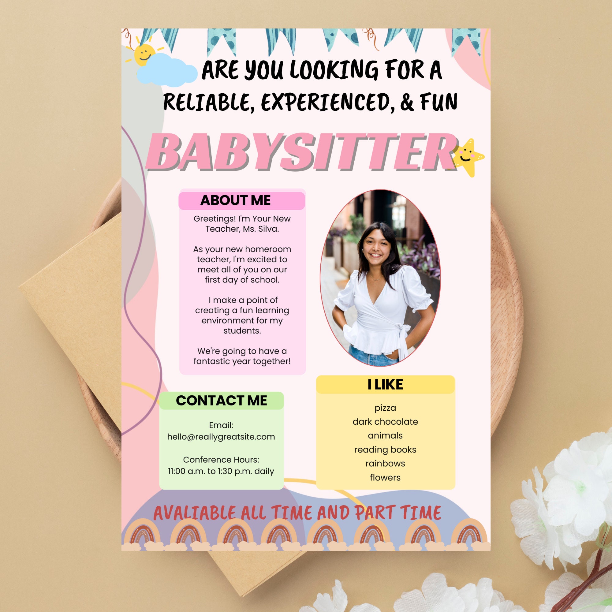 Babysitter Flyer Template, Editable Babysitter Flyer, Childcare ...