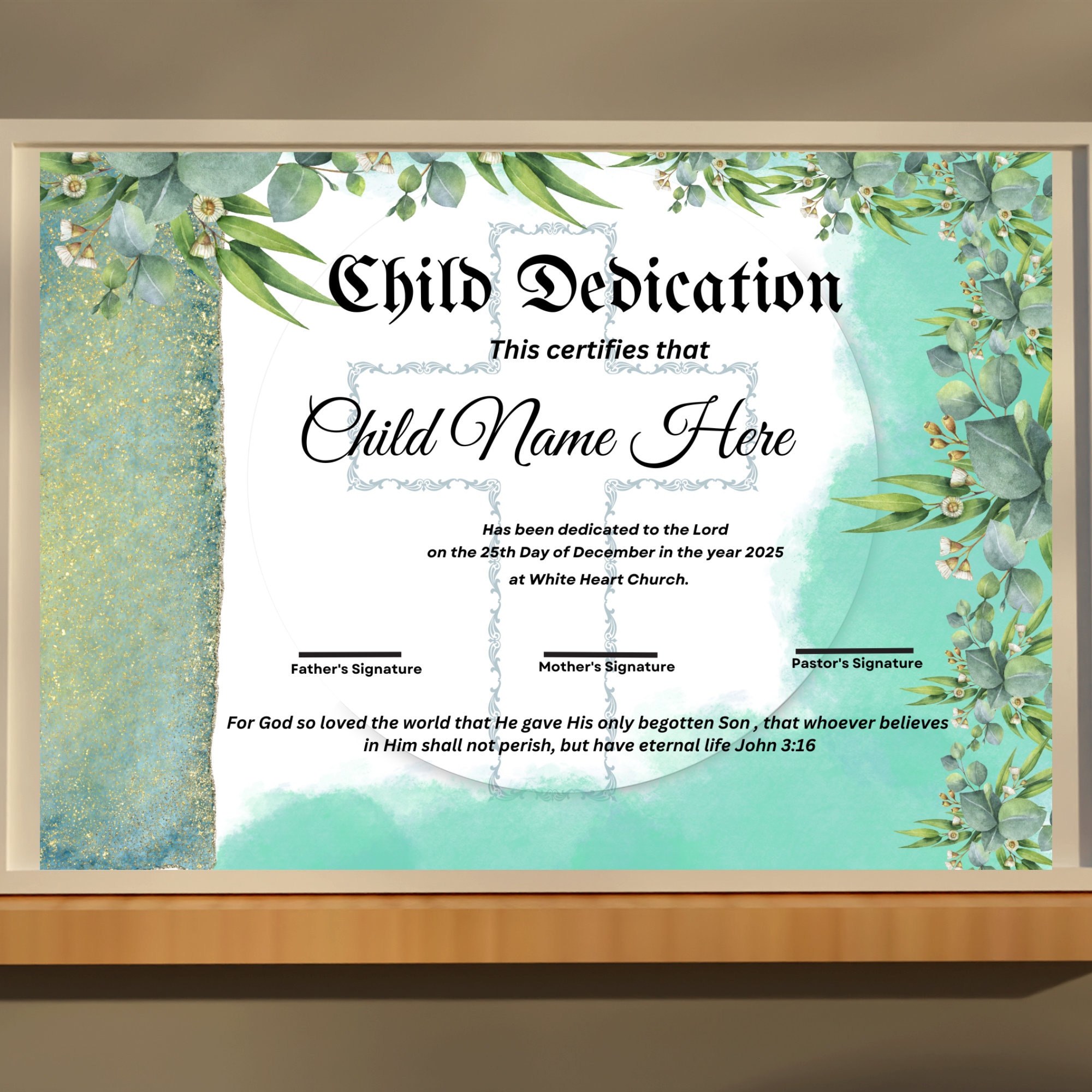 Baby Dedication Certificate Template, Baptism Certificate, Editable Child Dedication Certificate ...