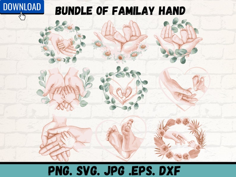 Family Hands Svg Mom Dad Baby Hands Svg Mother Father Child Hand Line ...