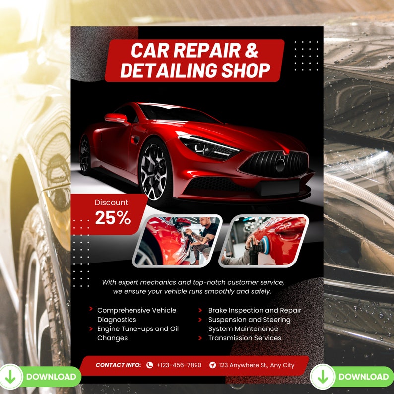 Car Detailing Flyer, Car Wash Flyer, Vehicle Services Flyer, , Social ...