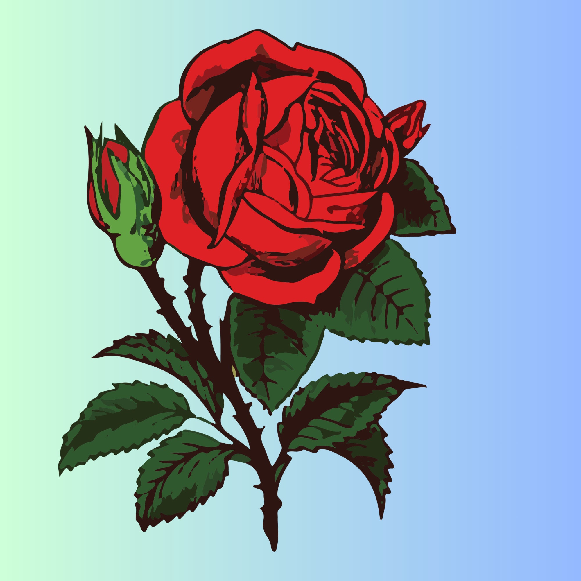 Red Rose Clipart Red Rose Svg Rose Svg Bundle Red Rose Png Bouquet Svg ...