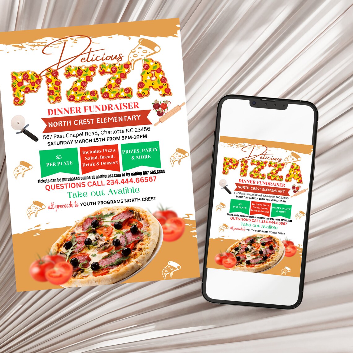 Pizza Fundraiser Flyer, Pizza Dinner Flyer, Editable Pizza Fundraiser ...