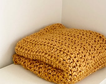 Crochet Throw Blanket Orange/ivory - Etsy