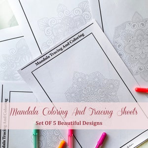 Set of 5 Mandalas for OUTLINE, Tracing, Coloring, Pdf. Digital Paper ...