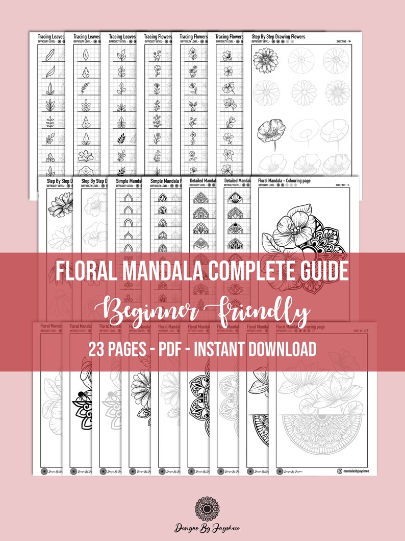 Floral Mandala Full Guide - Beginners , Mandala Practice Sheets,digital Downloads,mandala ...