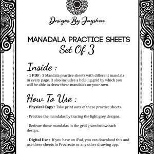 Mandala Practice Sheets SET OF 3, Mandala Templates , Digital Downloads ...