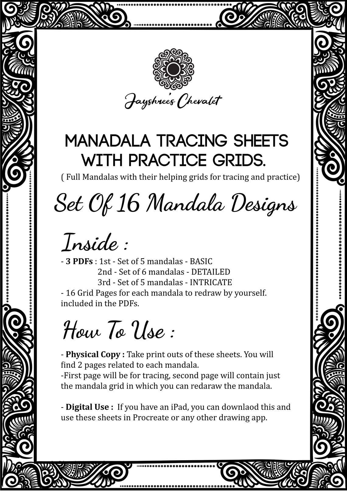 Set of 16 Mandalas for OUTLINE Tracing Coloring Pdf. - Etsy