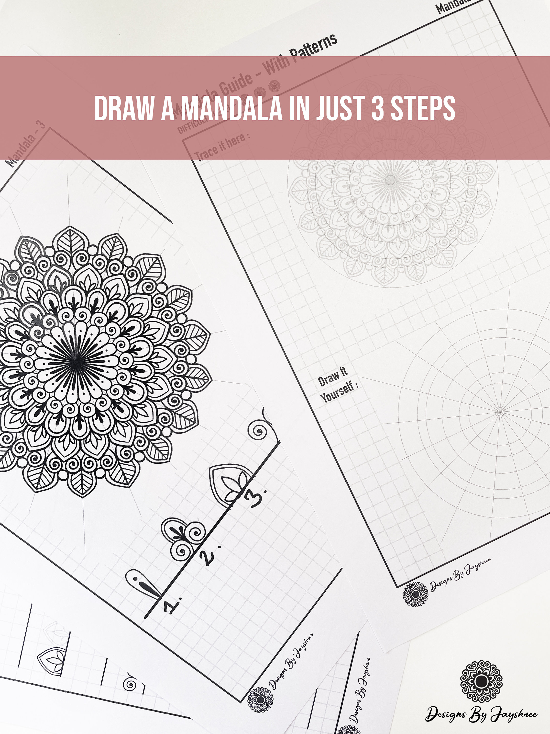 Beginners Mandala Drawing Guide Draw Mandalas Using Pattern Sheets ...