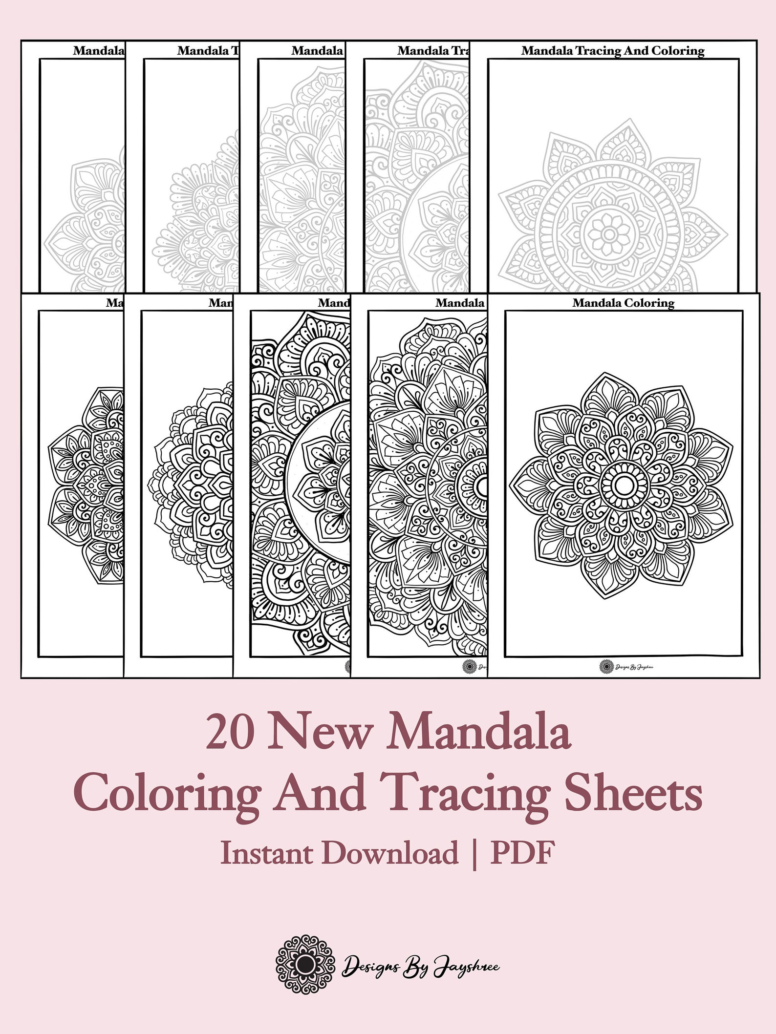 Set of 20 Mandala Coloring Pages,tracing, Coloring, Pdf. Digital Paper ...