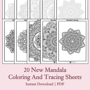 Set of 20 Mandala Coloring Pages,tracing, Coloring, Pdf. Digital Paper ...