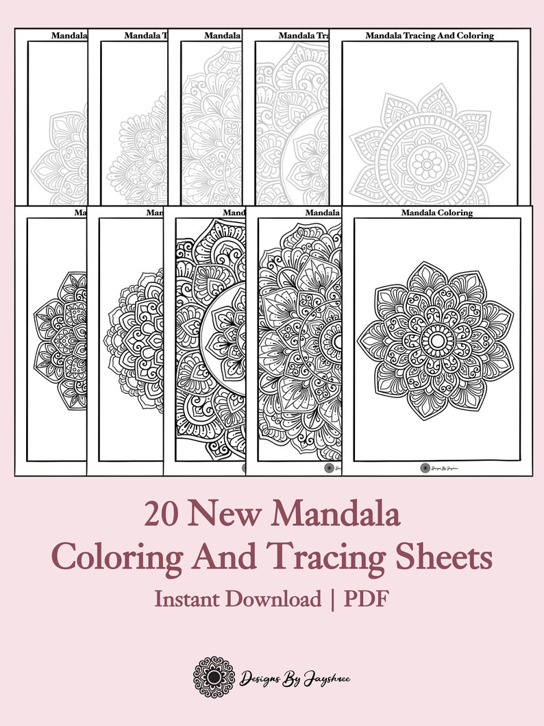 20 Mindful Mandala Coloring Pages, Tracing, Mindful Mandala Art Digital ...