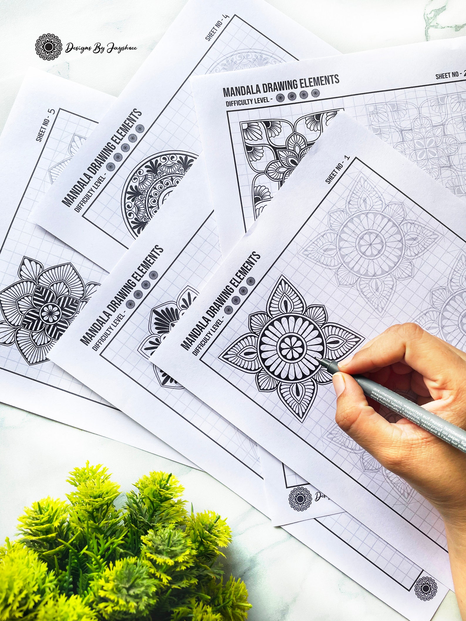 Mandala Practice Sheets SET OF 5, Mandala Templates , Digital Downloads ...