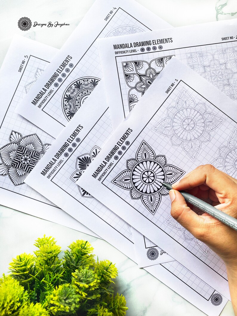 Mandala Practice Sheets SET OF 5 Mandala Templates Digital - Etsy