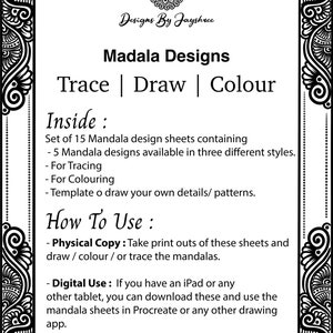 Set of 15 Mandalas for Drawing, Tracing, Colouring, Pdf. Digital Paper ...