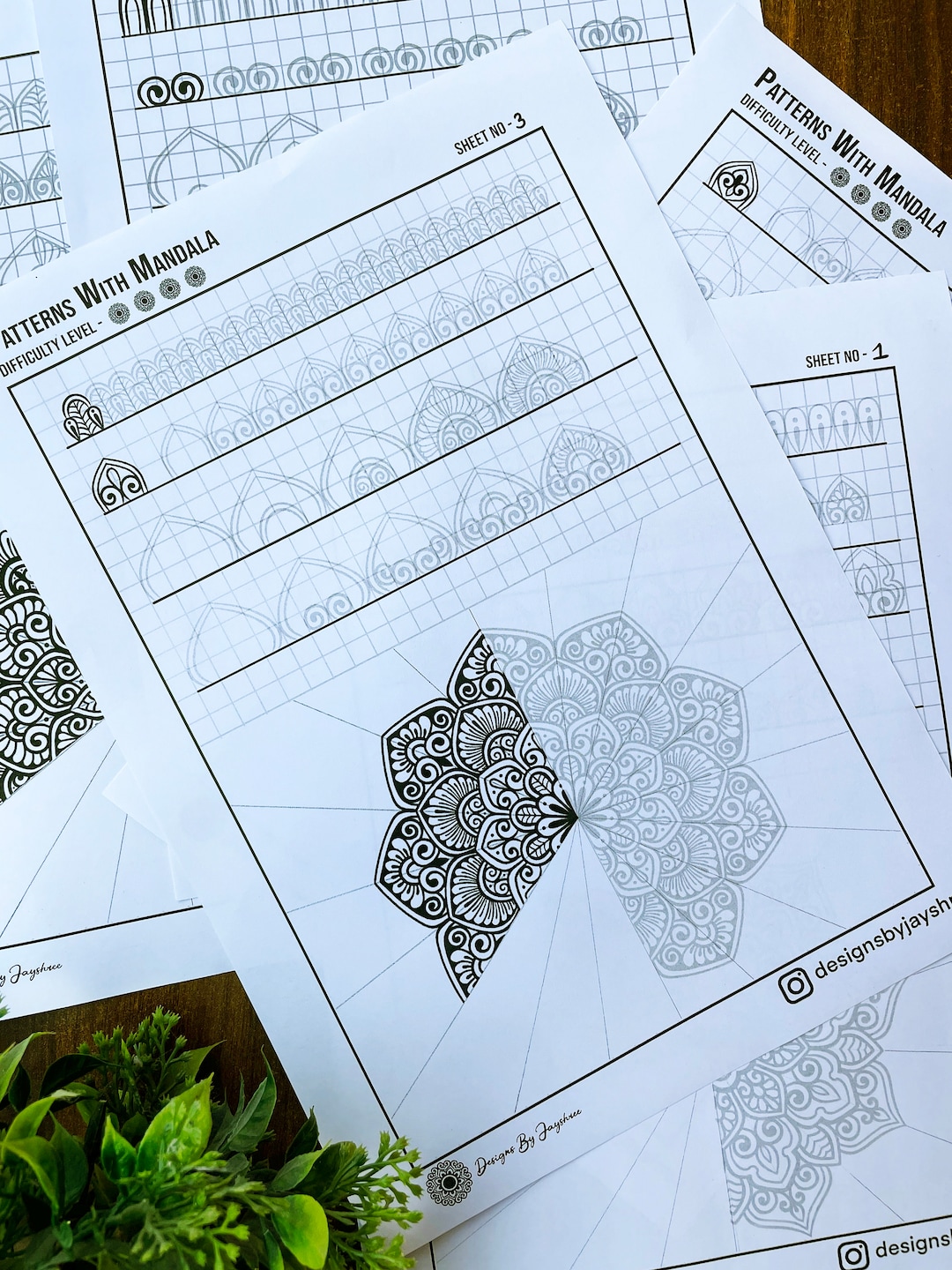 5 Mandala Pattern Sheets With Mandala Template, Mandala Practice Sheets ...