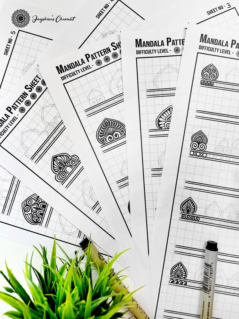 Mandala Pattern Sheets-patterns + Borders - 5, Mandala Practice Sheets ...