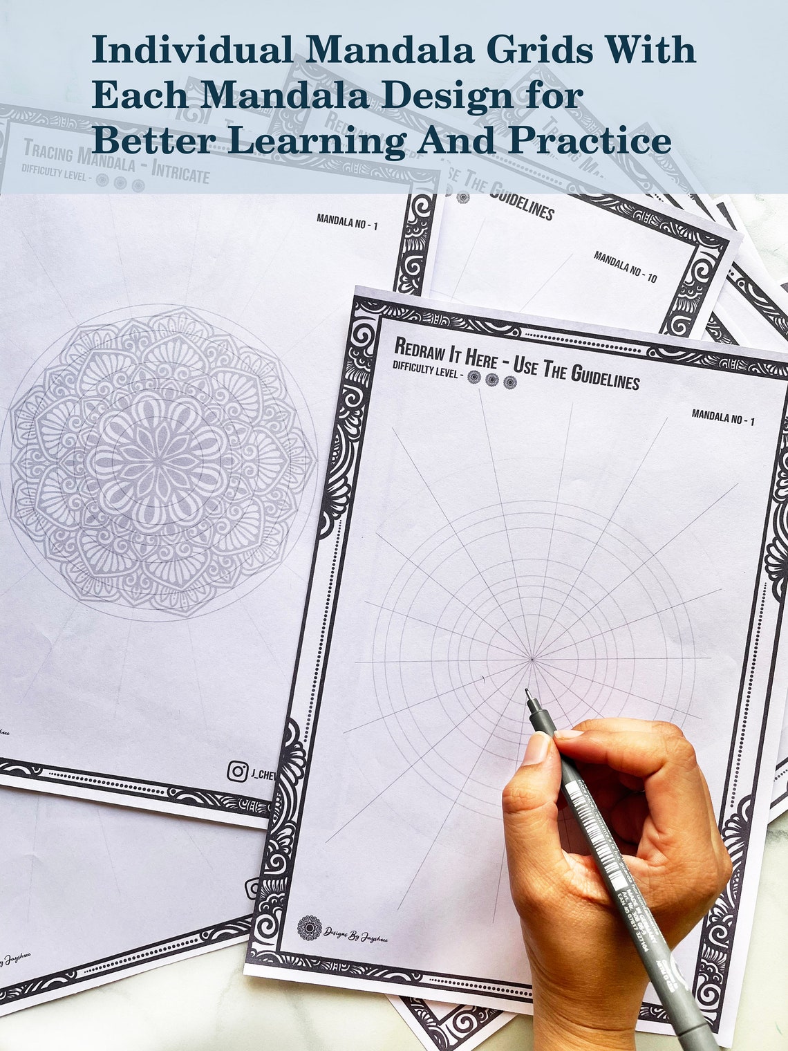 Set of 10 Mandalas for Outline,tracing, Coloring, Pdf Mandala Practice Sheets, Digital Downloads ...