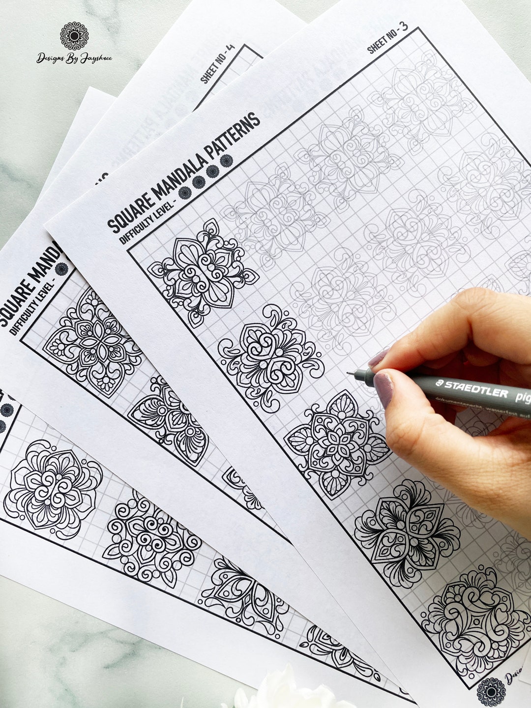 Buy Square Mandala Pattern Sheets 25 , Mandala Practice Sheets,digital ...