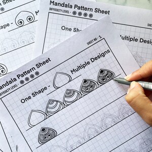 Set of 5 Mandala Pattern Sheets - Detailed Mandala Practice Sheets ...