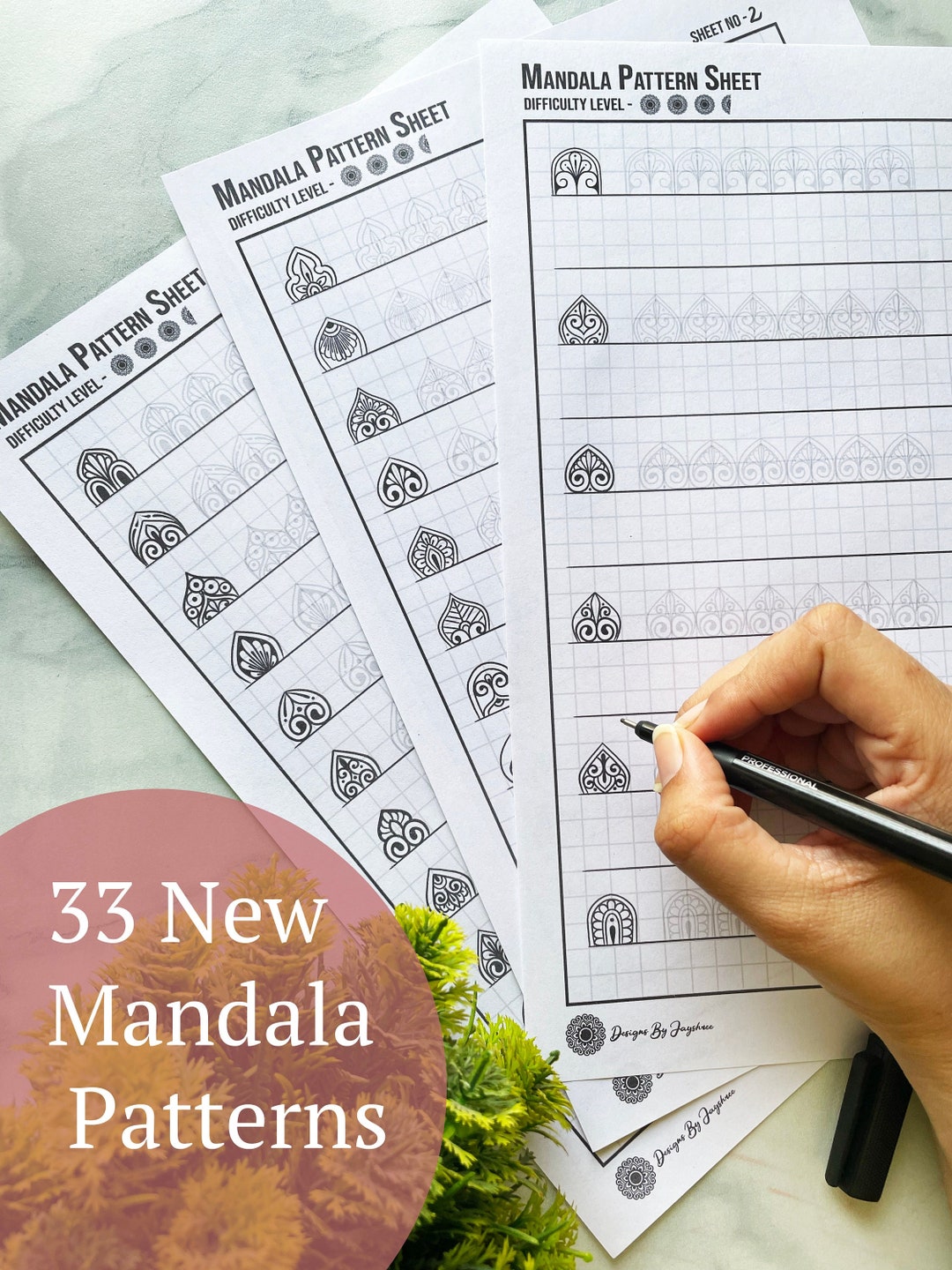 Mandala Pattern Sheets- 33 Patterns, Mandala Practice Sheets,digital ...