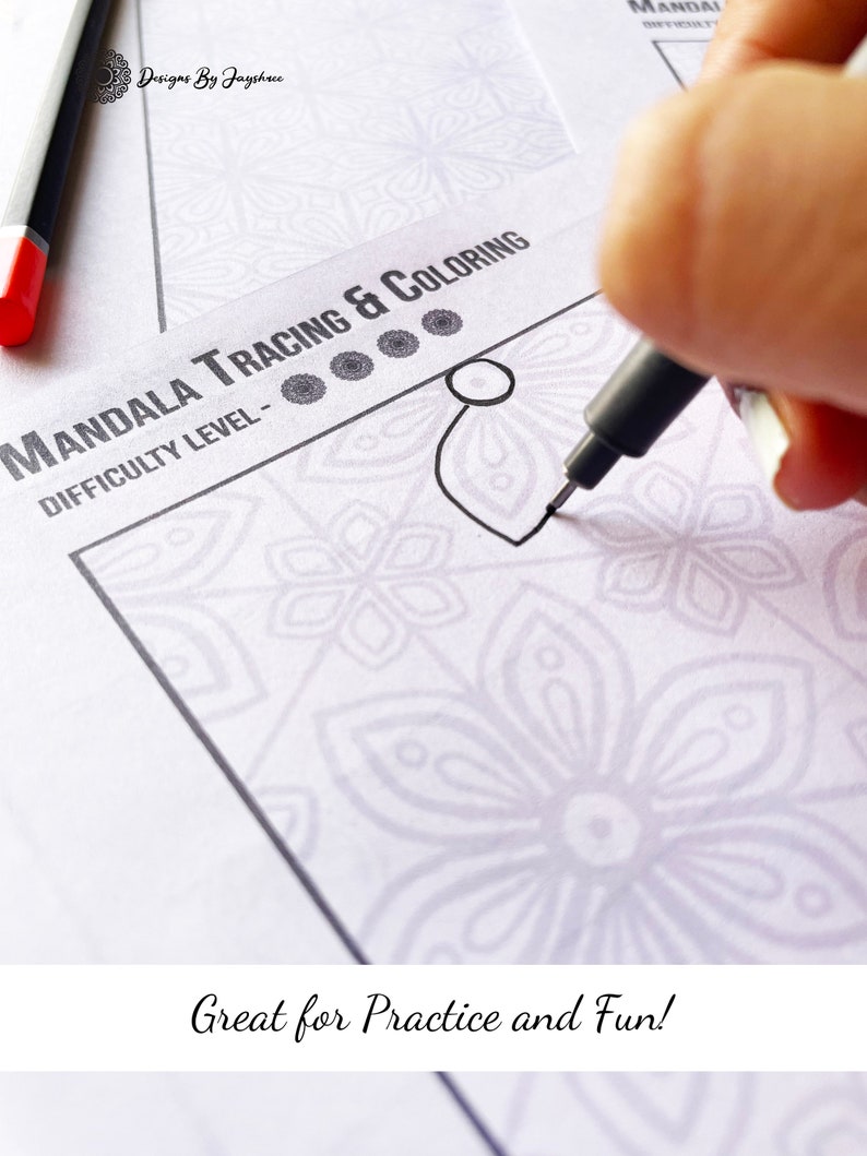 Mandala Pattern Sheets-tracing and Coloring Sheets Mandala Practice ...