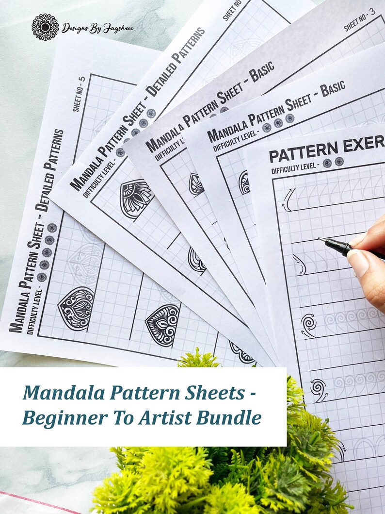 Mandala Pattern Sheet Bundle5, Mandala Practice Sheet, Mandala Template ...