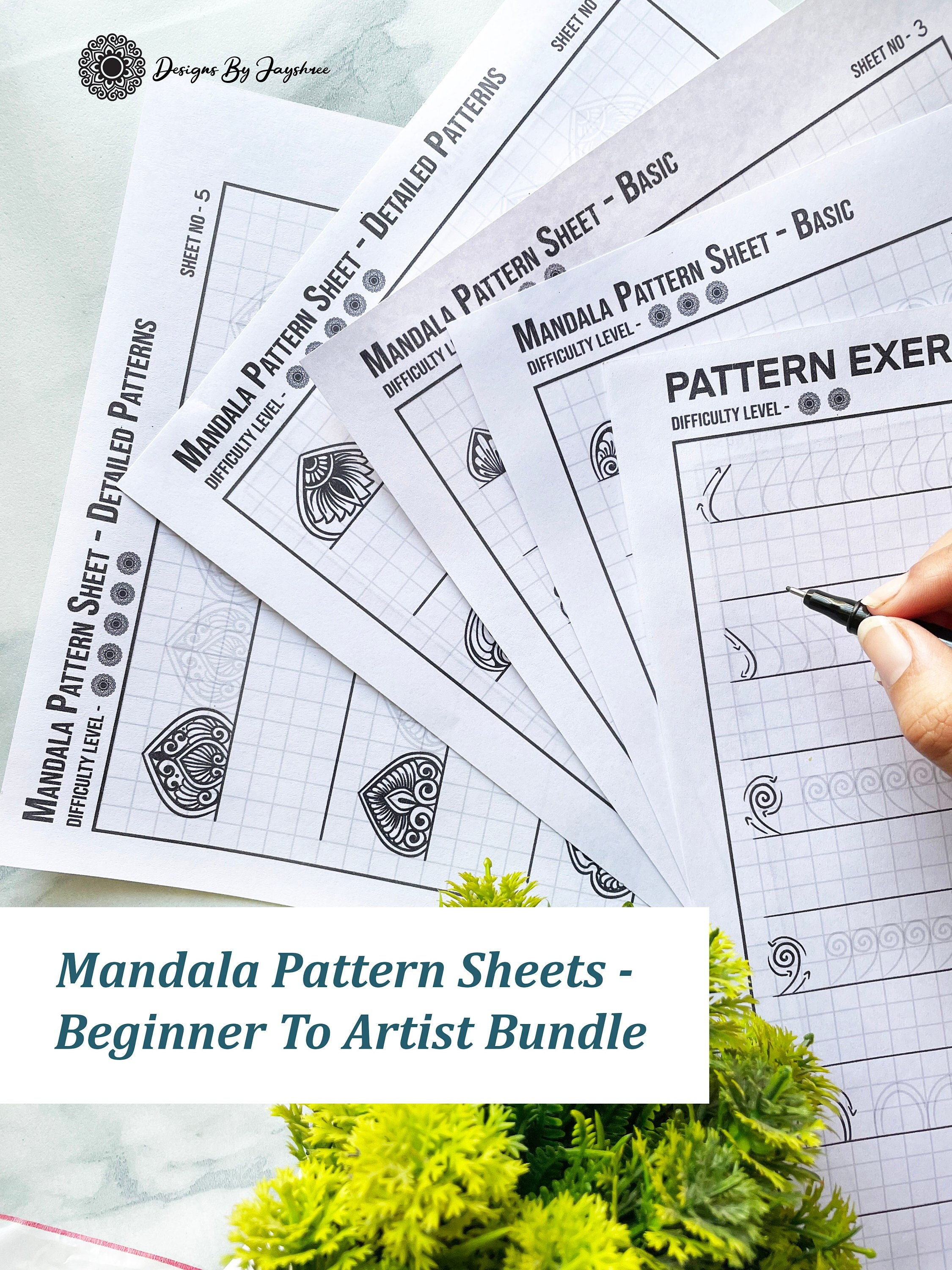 Mandala Pattern Sheet Bundle5, Mandala Practice Sheet, Mandala Template ...