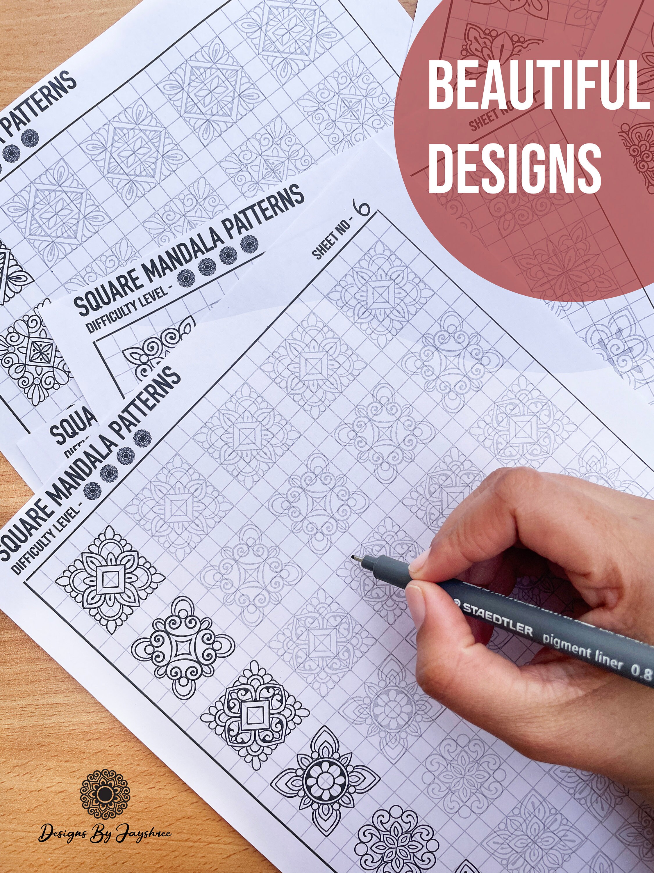 Square Mandala Patterns- 50+ Designs Sheets, Mandala Practice Sheets ...