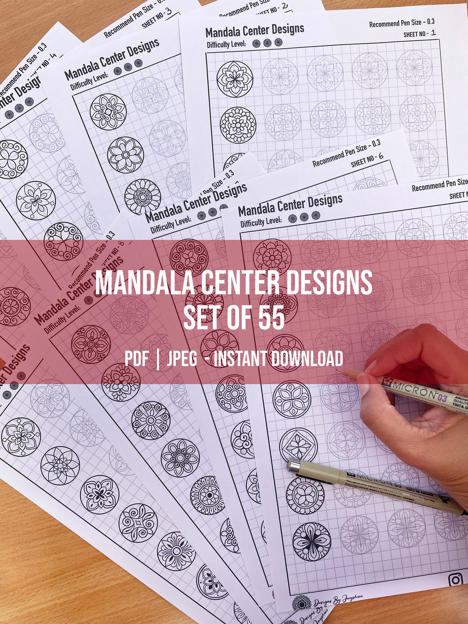 Mandala Center Designs - 56 , Mandala Practice Sheets,digital Downloads ...