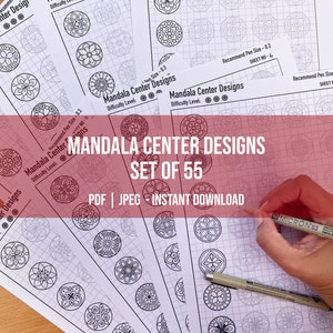 Mandala Center Designs - 56 , Mandala Practice Sheets,digital Downloads ...